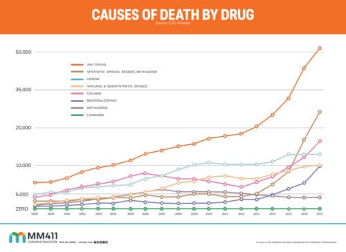 Cause Of Death By Drug Marijuana Infographic Poster 18-inch x 24-inch